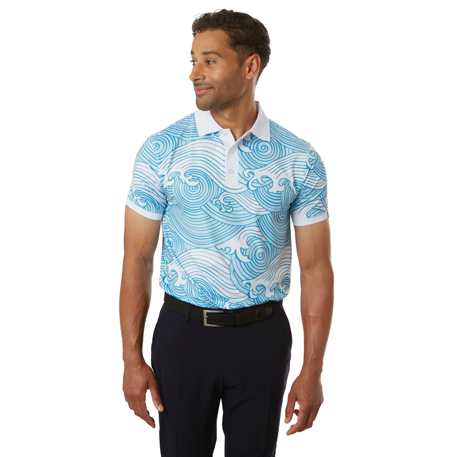 Trendy, loud, standout, unique, multicolour, blue, white, casual ...